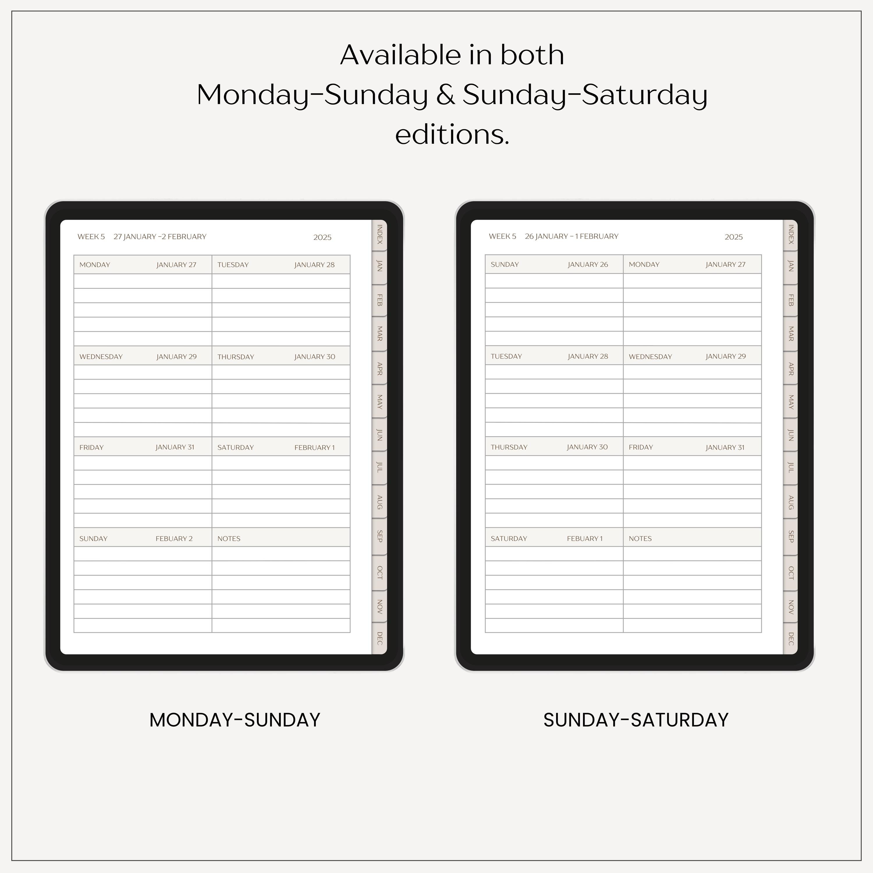 Digital Weekly Planner 2025, iPad & Android Planner, Goodnotes Planner ...