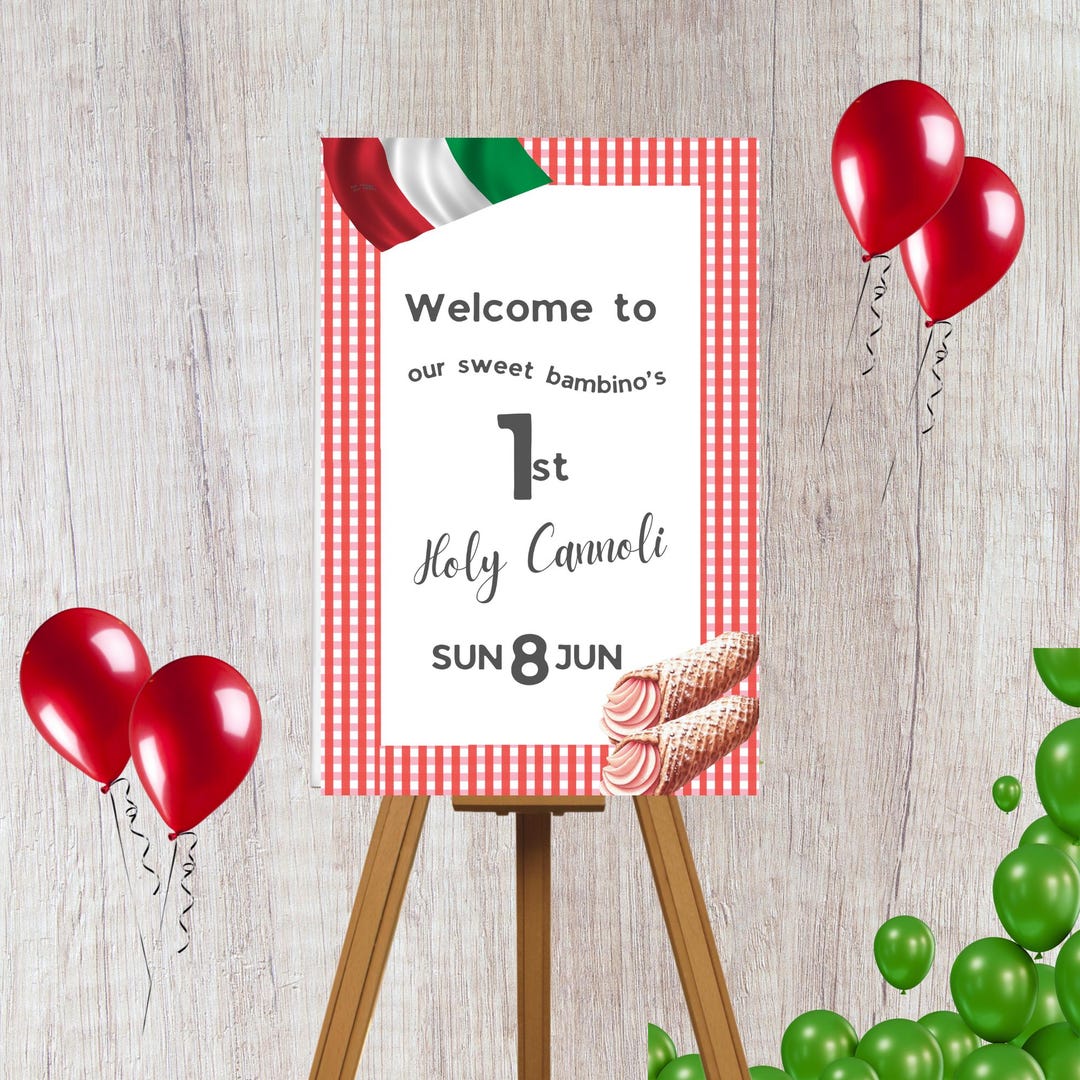 Holy Cannoli 1st Birthday Welcome Sign, Italian Theme (digital Editable ...