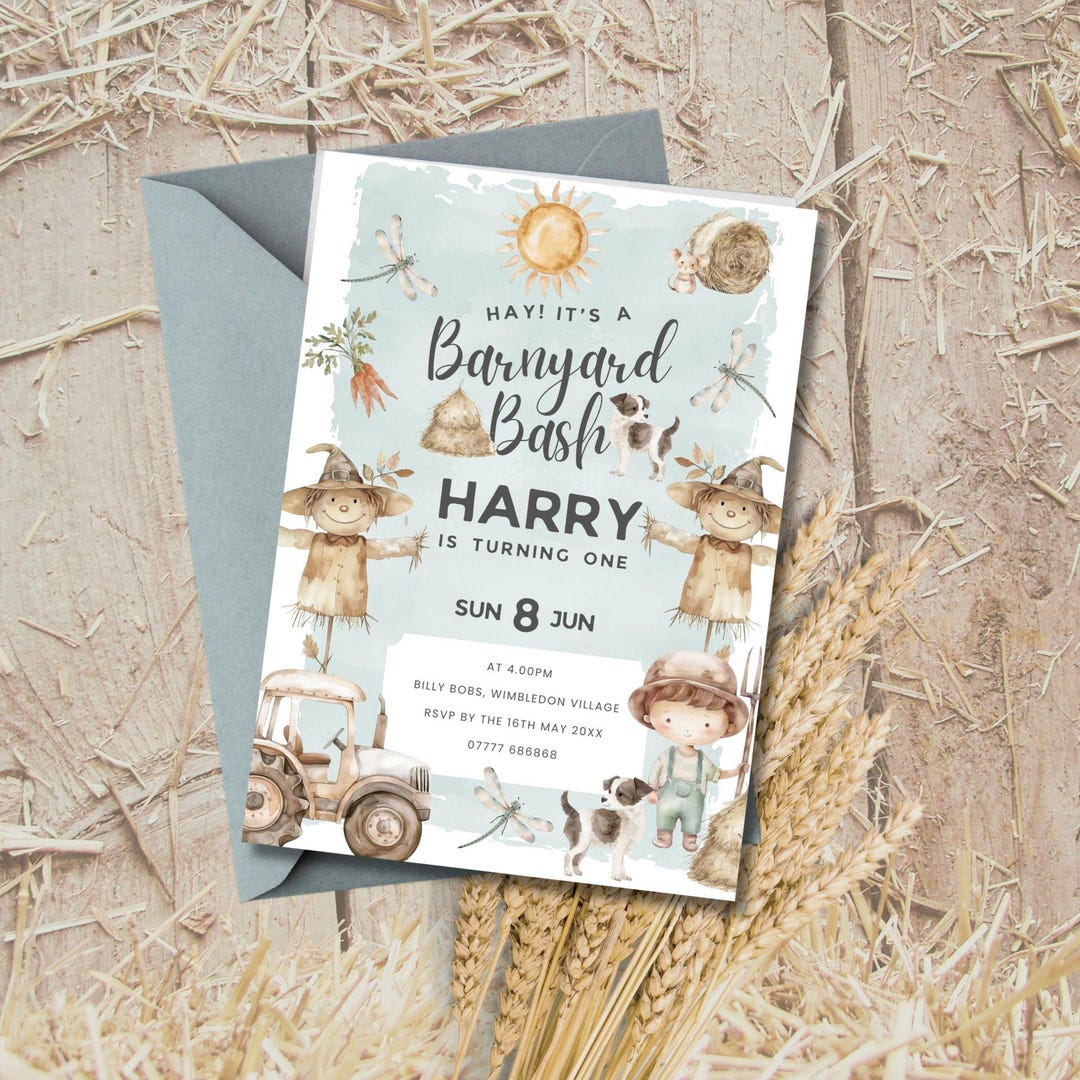 Barnyard Bash Party Invitation, Printable Farm Birthday Invite ...