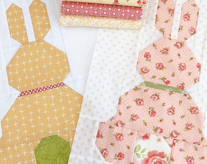 Country Bunnies Quilt Pattern-fat Quarter Quilt-pattern Basket-margot ...