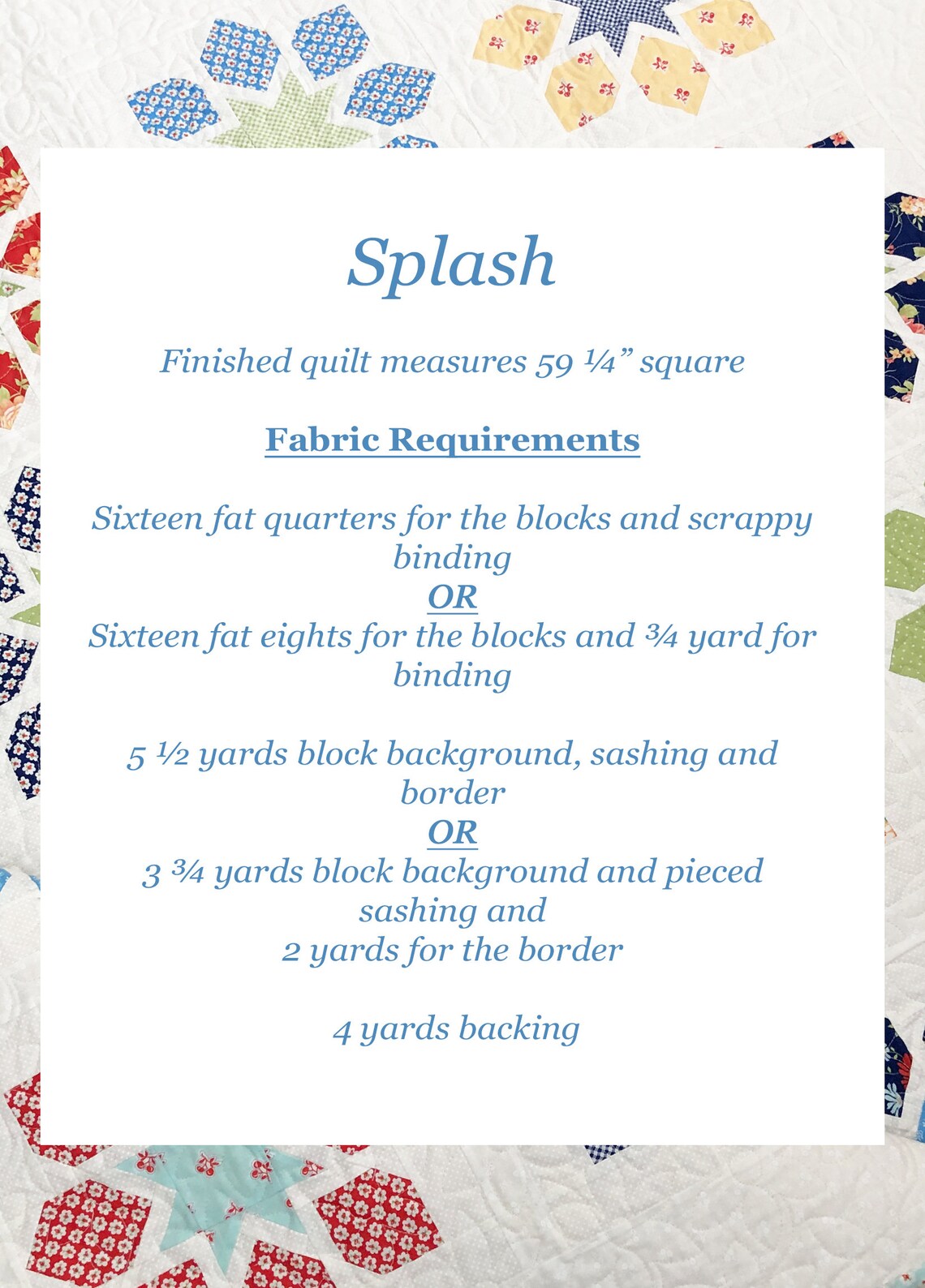 Splash Quilt Pattern PDF the Pattern Basket - Etsy Canada