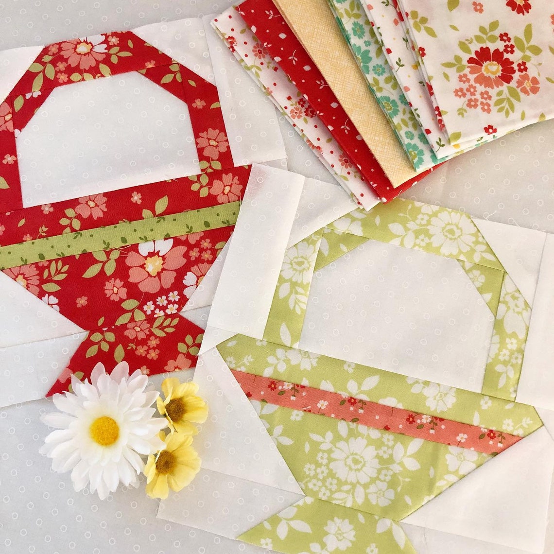 Basket Quilt Block Pretty Little Baskets Block Pattern PDF | Etsy