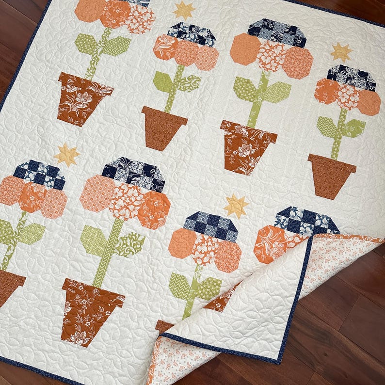 Autumn Blooms | Flower Quilt Pattern PDF | the Pattern Basket - Etsy