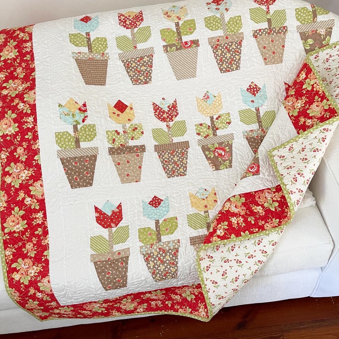 Flower Pots Quilt Pattern PDF the Pattern Basket | Etsy