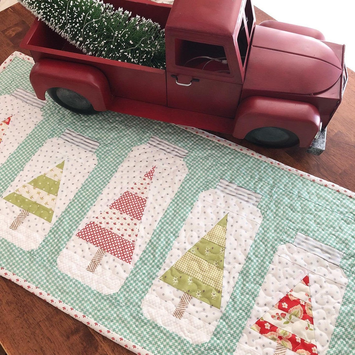 Christmas Tree Pattern Table Runner Christmas Jars Table | Etsy