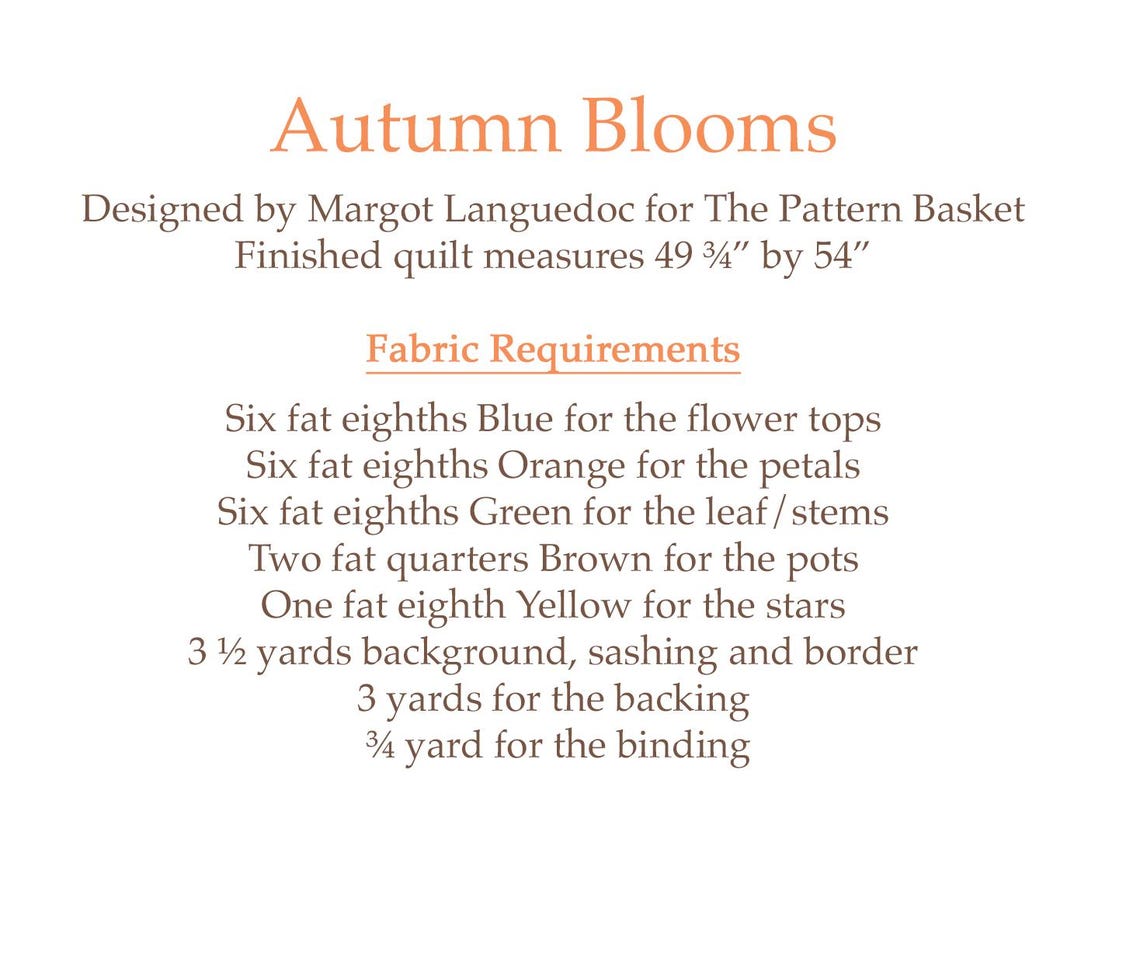 Autumn Blooms | Flower Quilt Pattern PDF | the Pattern Basket - Etsy