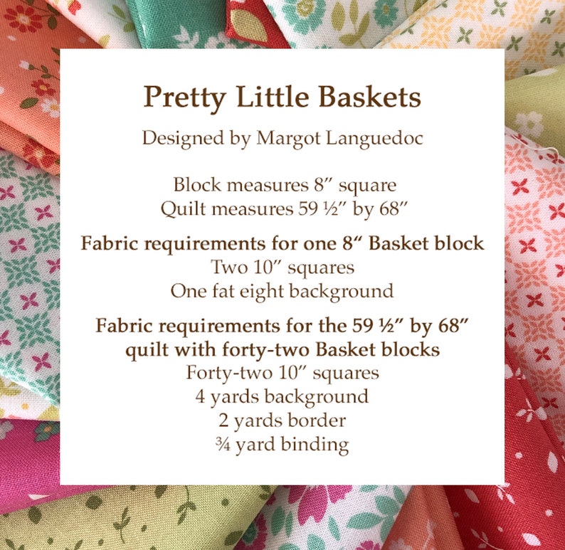 Basket Quilt Block Pretty Little Baskets Block Pattern PDF | Etsy