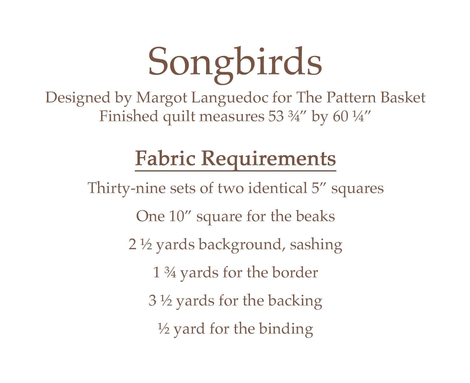 Songbirds | Bird Quilt Pattern PDF | the Pattern Basket - Etsy