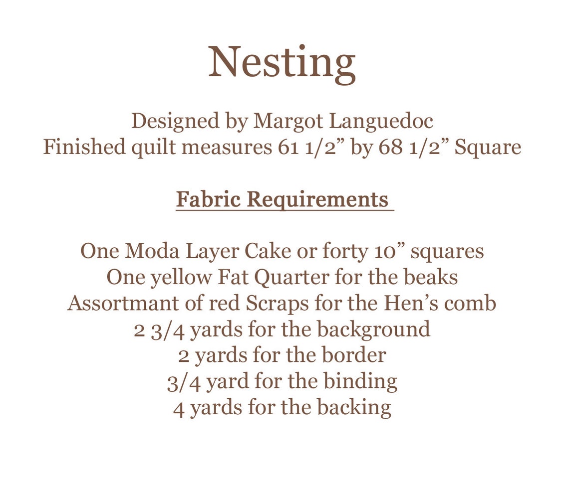 Hen Quilt Pattern Nesting Quilt Pattern PDF the Pattern - Etsy