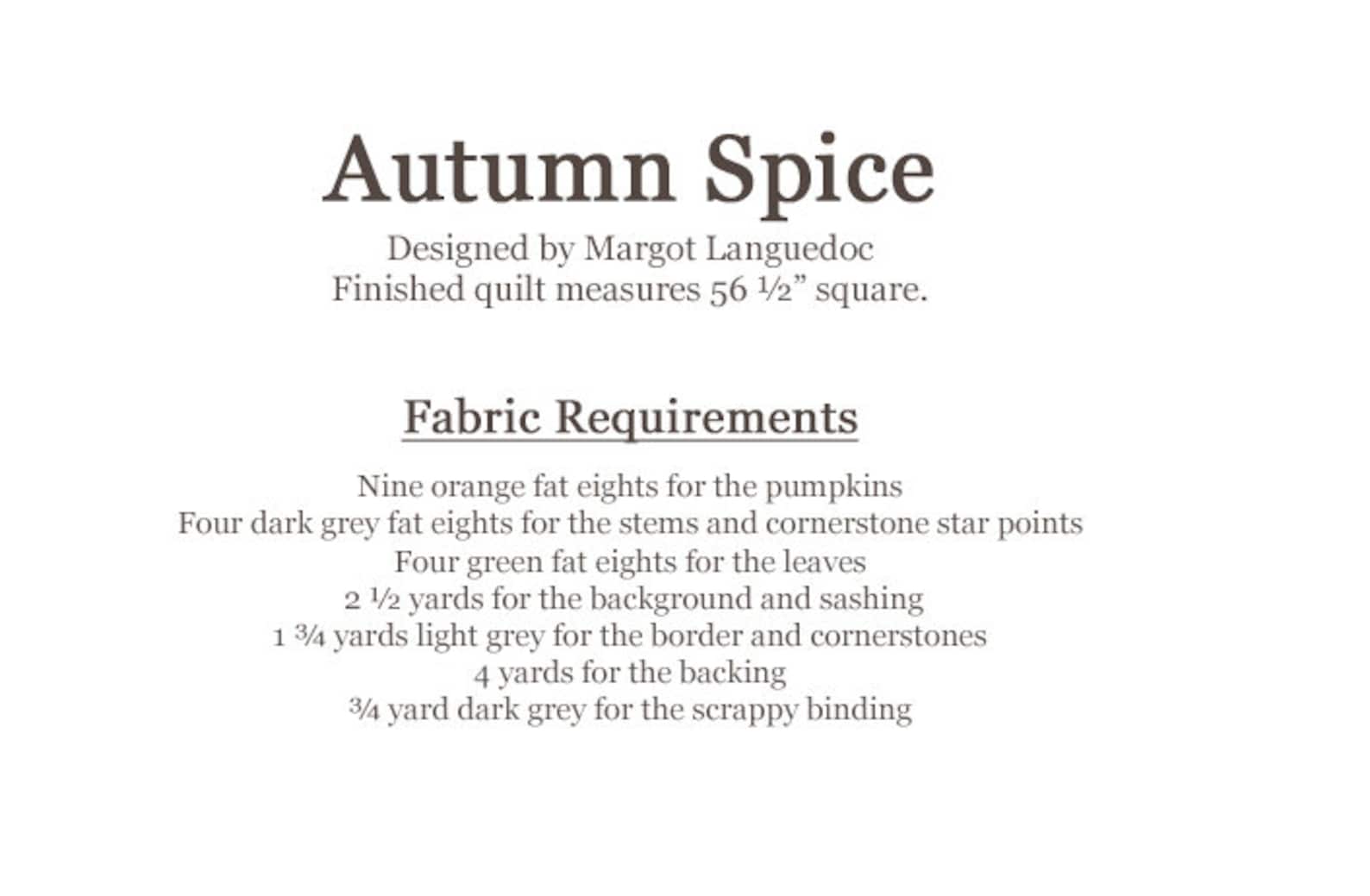 Autumn Spice Quilt Pattern PDF the Pattern Basket | Etsy