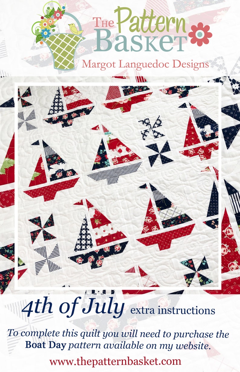 4th of July boat Day Add-on Quilt Pattern PDF the Pattern | Etsy