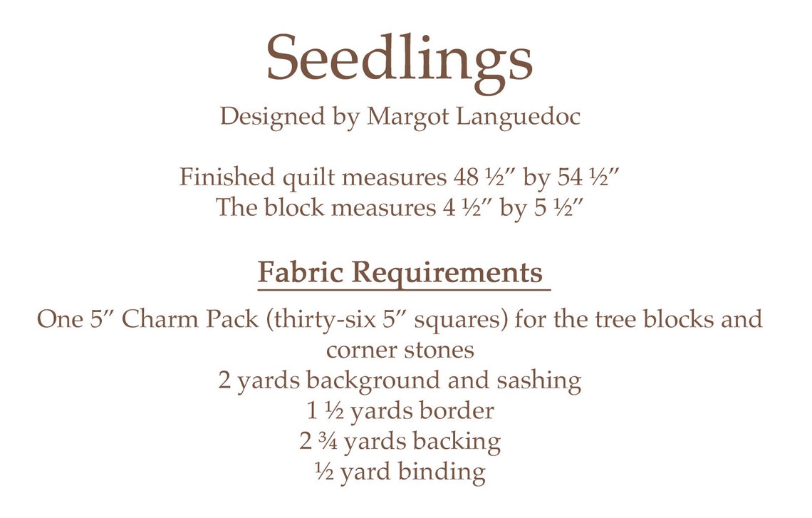 Seedlings Little Trees Quilt Pattern PDF the Pattern Basket - Etsy