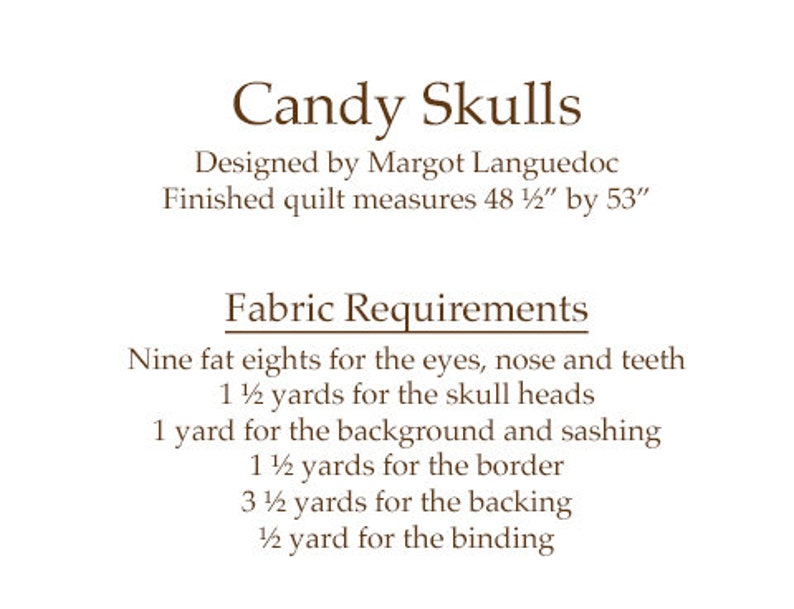 Candy Skulls Quilt Pattern PDF the Pattern Basket | Etsy