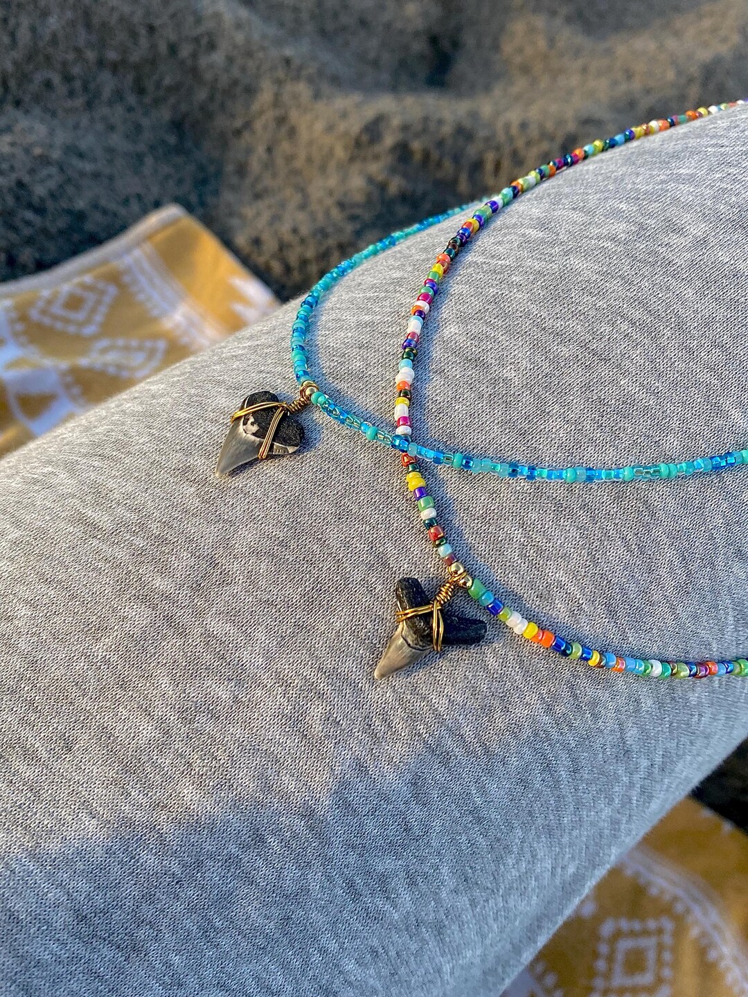 Real Shark Tooth Necklace: Beaded Boho Ocean Jewelry - Etsy