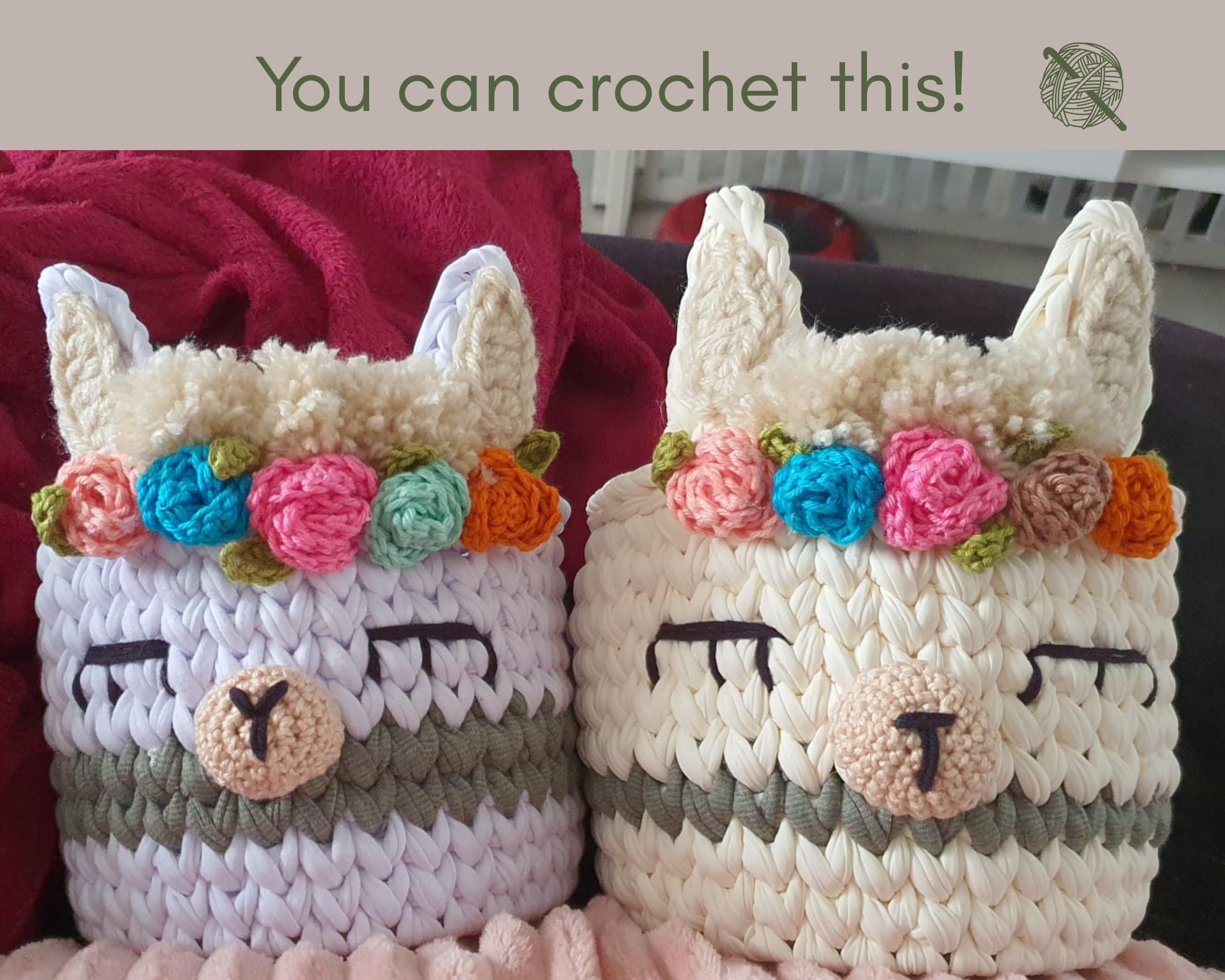 Llama Basket Crochet Pattern (PDF) — Round Animal Organizer for Nursery ...