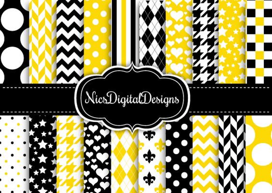 Two Tone Patterns in Black and Yellow for Commercial Use (9B No 7) - Etsy