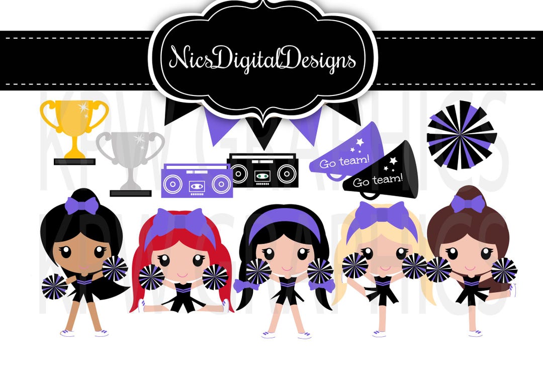 Purple Cheerleader Clipart PNG, Commercial Use - Etsy