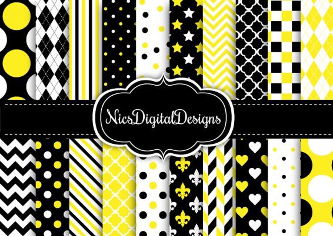 Two Tone Patterns in Yellow and Black for Commercial Use (9A No 6) - Etsy