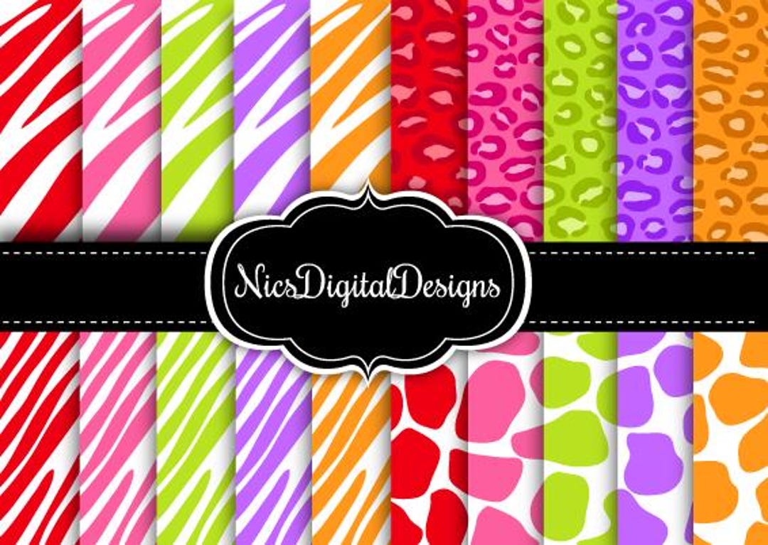 Mixed Animal Prints in Rainbow Colours for Commercial Use (10 No 3) - Etsy