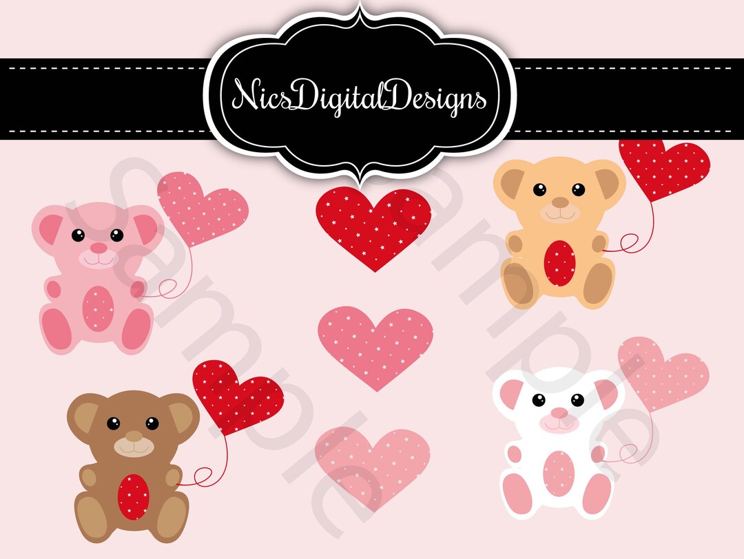 Valentine Bears Clipart PNG for Commercial Use - Etsy