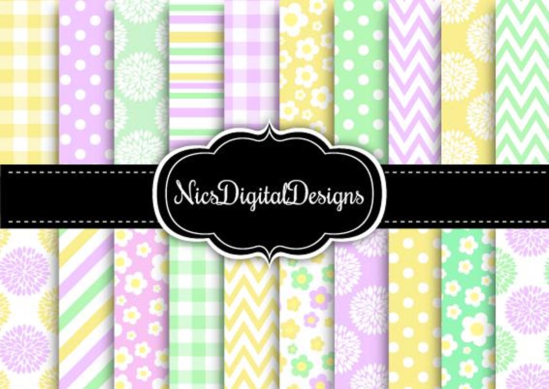 Mother's Day Papers in Yellow and Green, Flowers, Gingham for ...