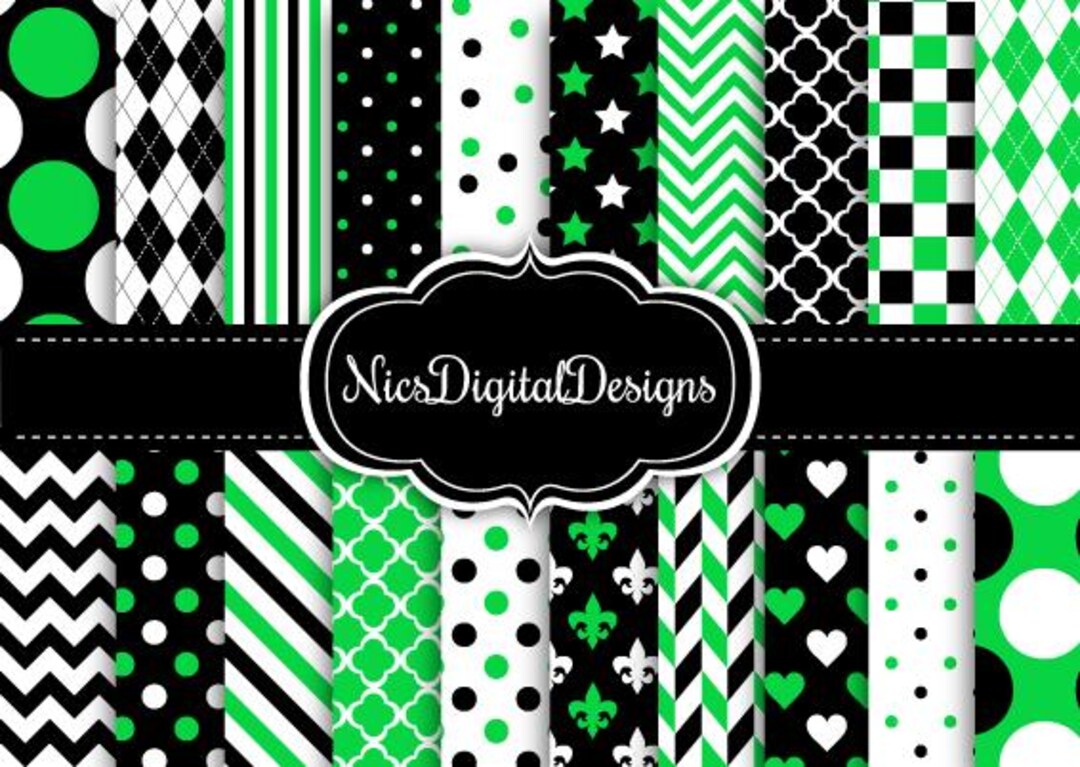 Two Tone Patterns in Green and Black for Commercial Use (9A No 8) - Etsy