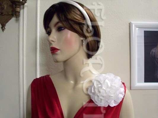 Pure White Peony Wedding Dress Pin Hair Clip Handmade Silk Flower ...