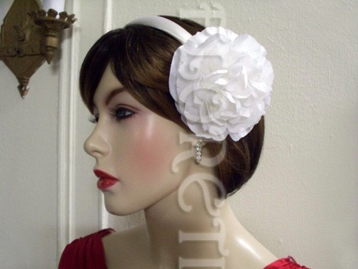 Pure White Peony Wedding Dress Pin Hair Clip Handmade Silk Flower ...