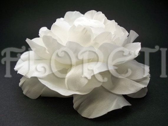 Pure White Peony Wedding Dress Pin Hair Clip Handmade Silk | Etsy
