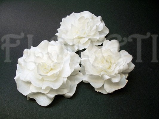 White Bridal Hair Clips N Wedding Dress Pin, 4 Piece Set Gardenia - Etsy