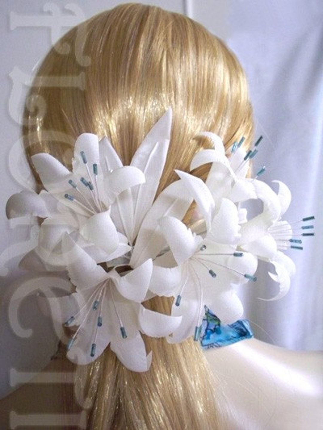 Ivory Lily Wedding Headwear Turquoise Something Blue Veil Accessory ...