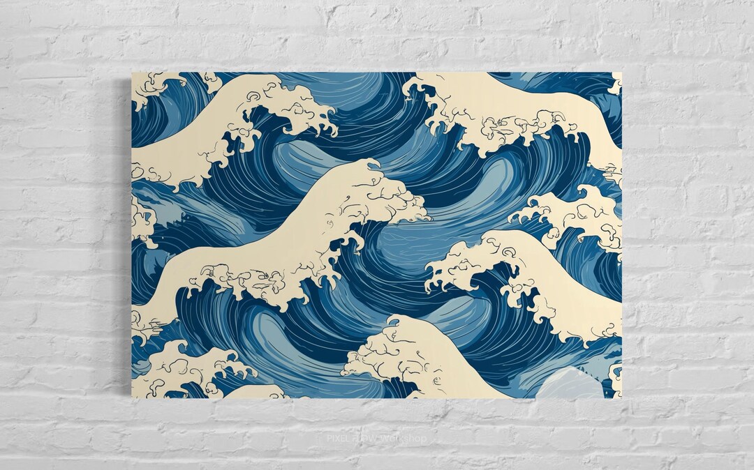 Elegant Japanese Ukiyo-e Style Wave Print – Timeless Ocean-inspired ...