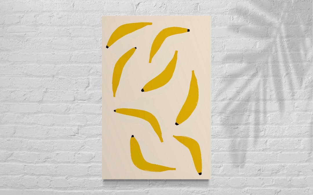 Modern Abstract Banana Wall Art - Minimalist Yellow Canvas Print for ...