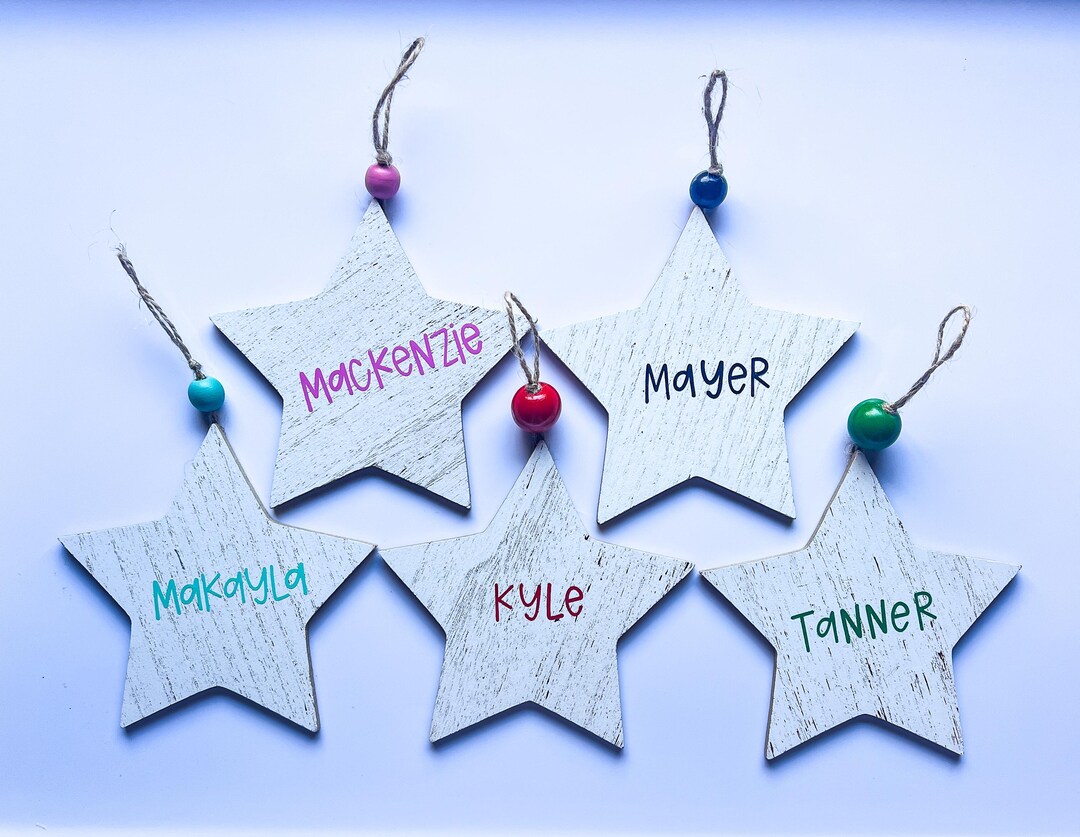 Personalized Stocking Tags, Boho, Wood Star Name Tag, Beach Theme - Etsy