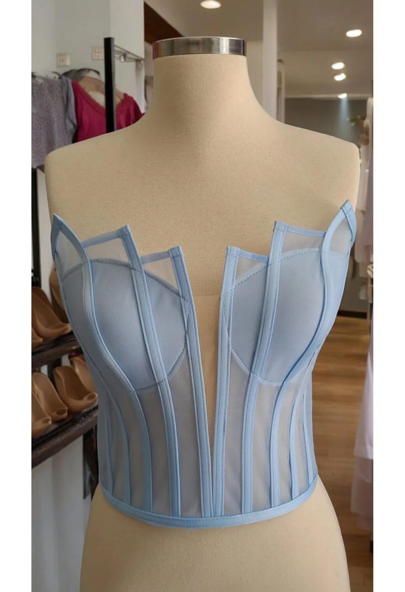 Satin Mesh Corset Top | Strapless Lingerie Bustier - Etsy