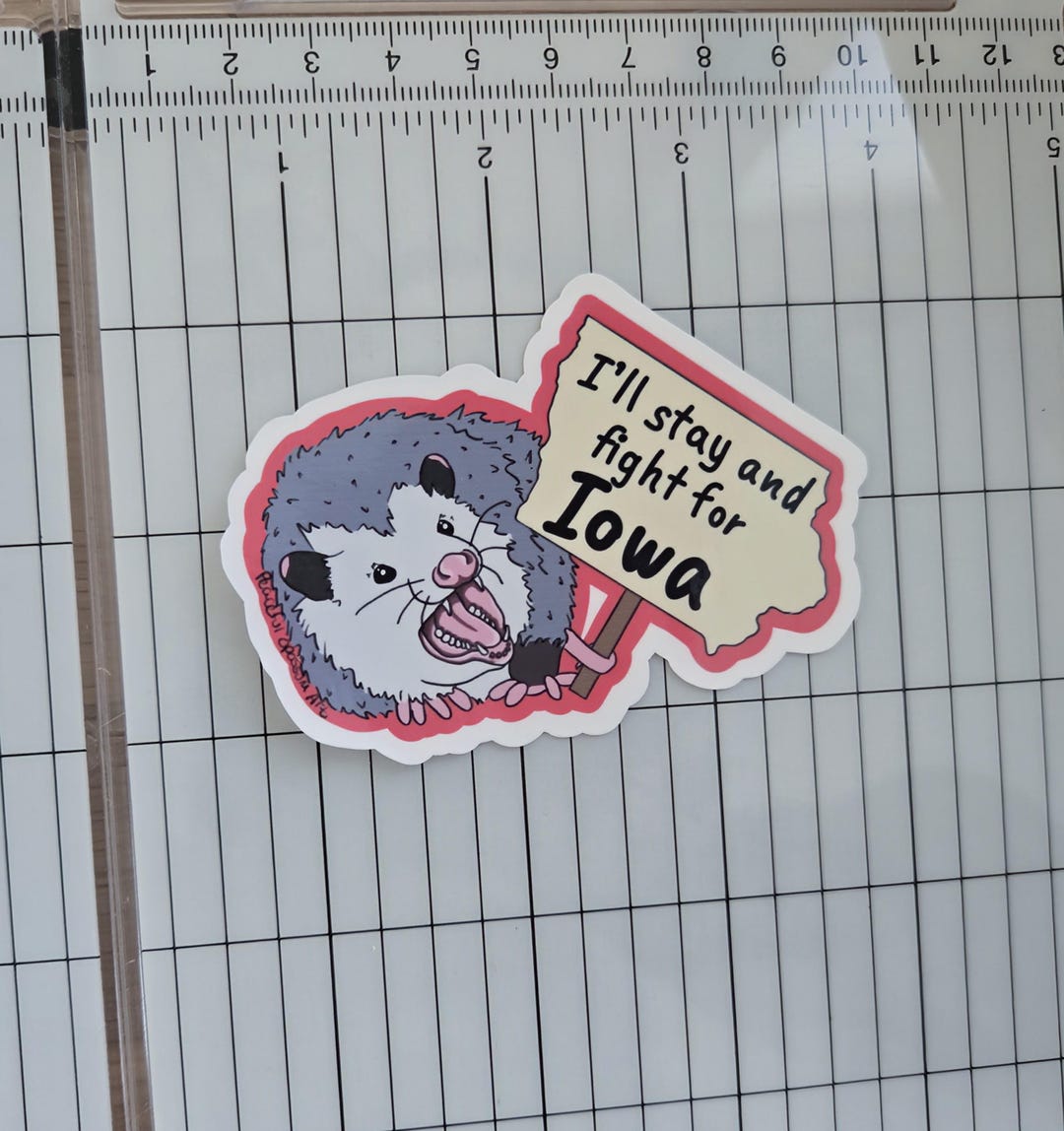 Fight for Iowa Opossum Sticker - Etsy