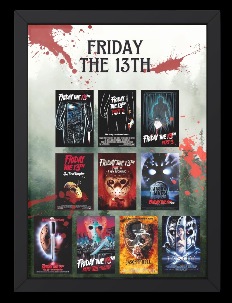 Friday the 13th Horror Movie Watchlist Poster, Gift for Horror Fans ...