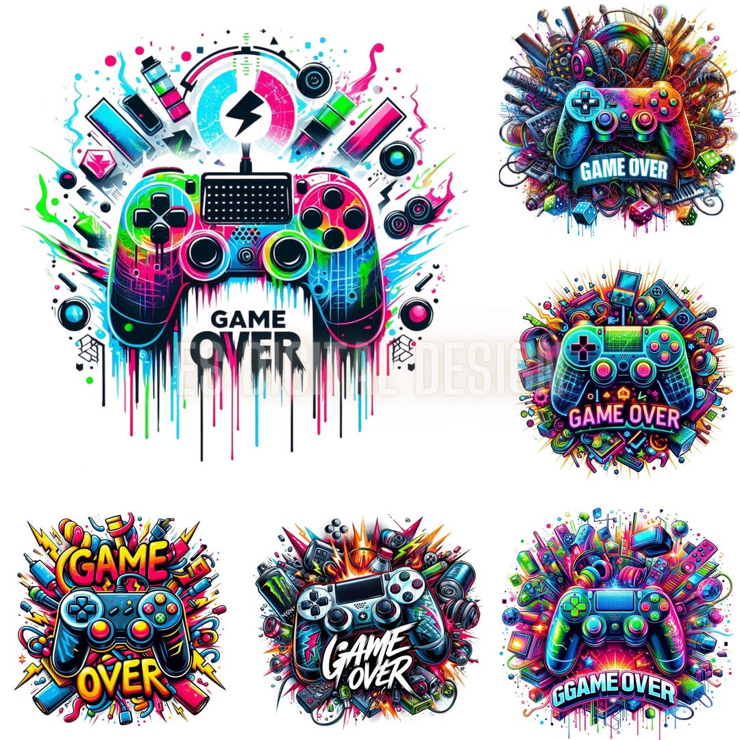 Game Over Controller PNG Bundle: Gamer Clipart (digital Download) - Etsy