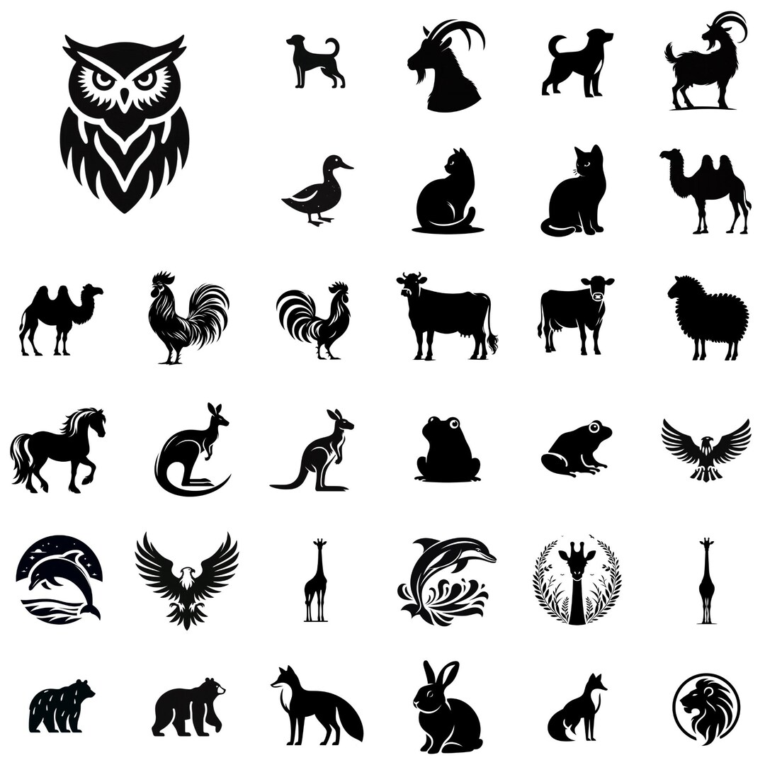 Animal Silhouette PNG Bundle: Wild Animal Designs (digital Download) - Etsy