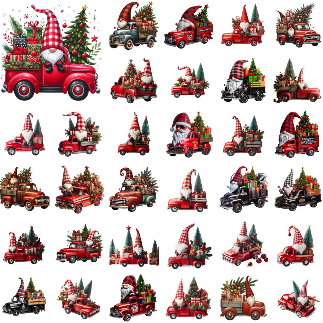 Christmas Truck & Gnome PNG Clipart Pack (digital Download) - Etsy