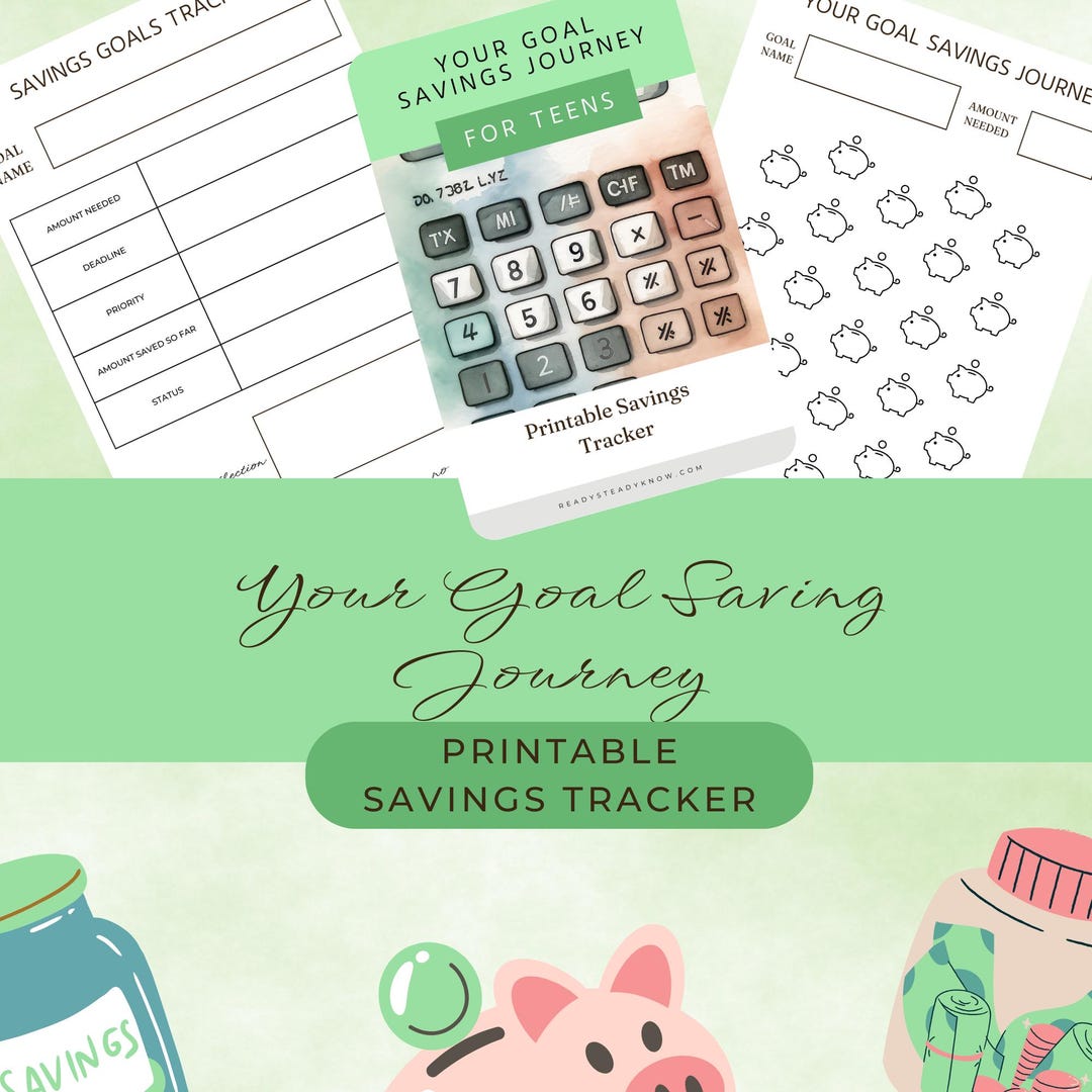 Your Goal Savings Journey Printable Savings Tracker, Goal Progress and ...