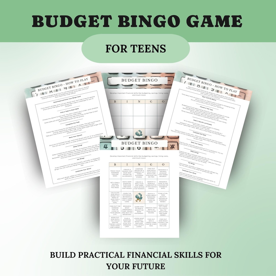 Budget Bingo Game Printable, Fun Financial Skills for Teens, Money ...