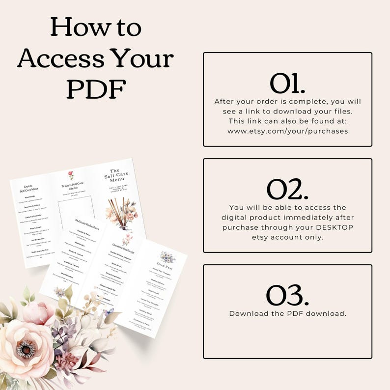 Self Care Menu Folded Printable, Self Care for Adults, Wellbeing Help ...