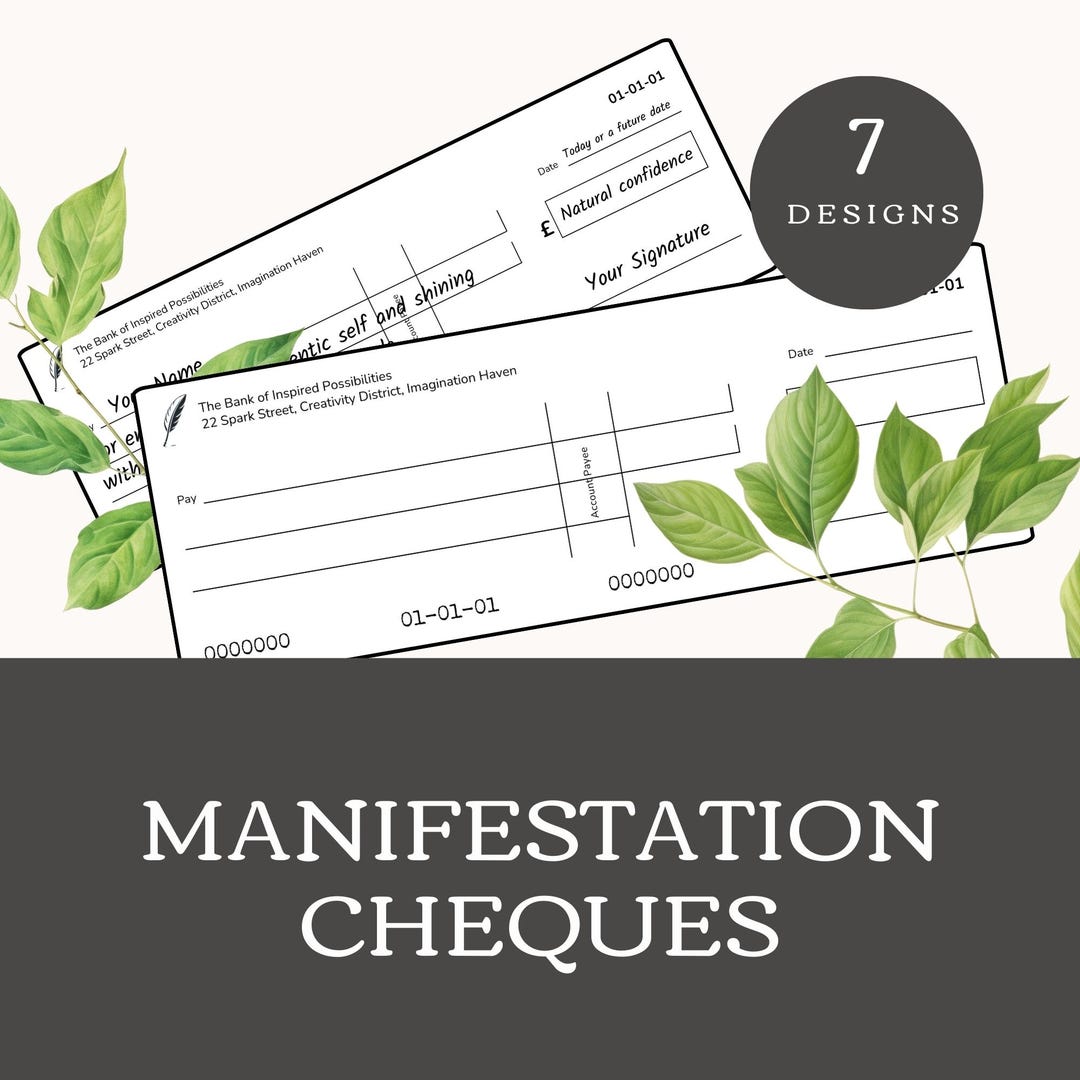 Manifestation Cheques Bundle, Printable Checks for Confidence and ...
