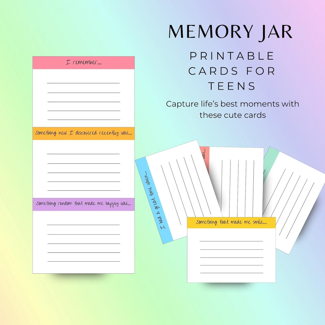 Memory Jar Printable Cards, Fun Self-care Activity for Positive ...