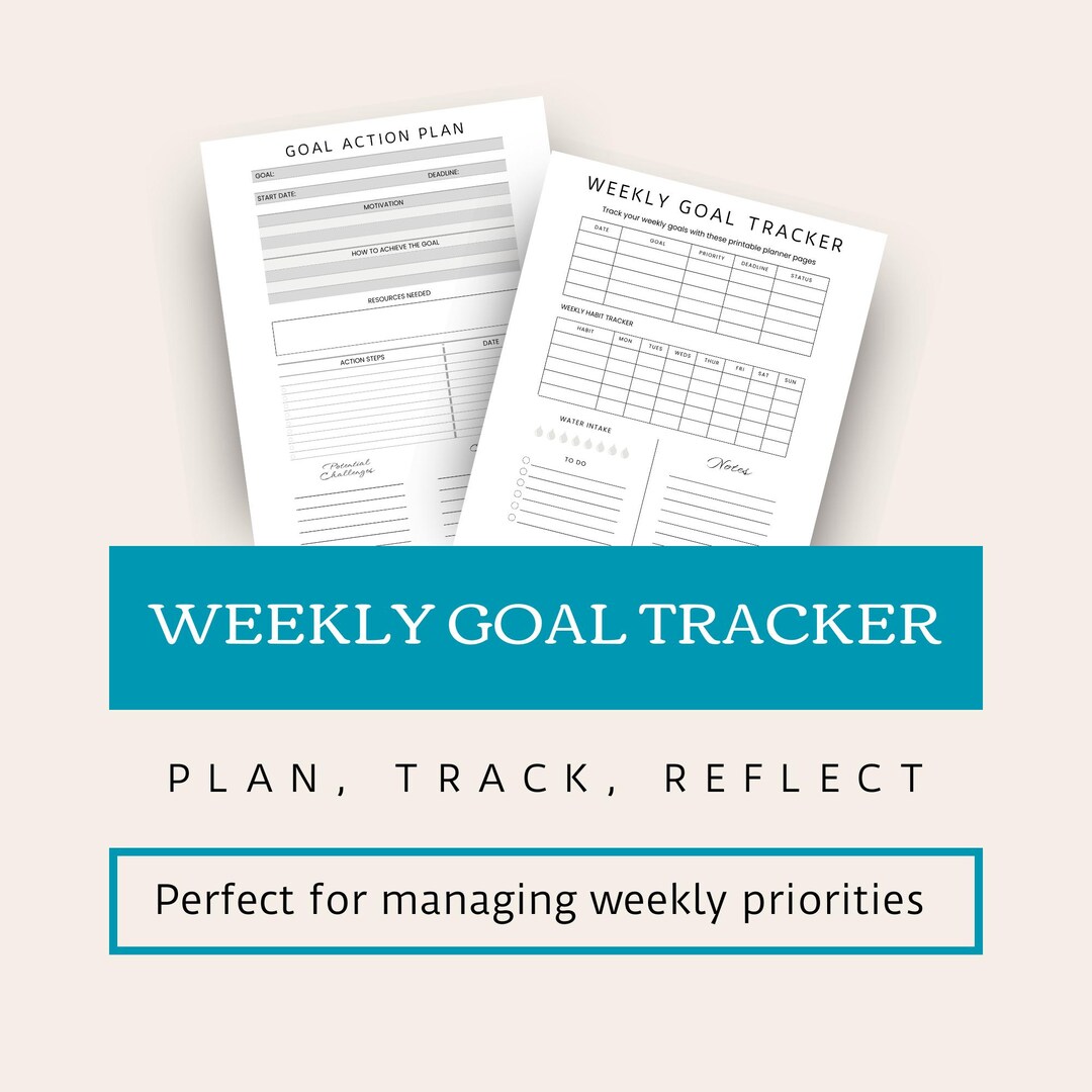 Weekly Goal Tracker Printable for Adults, Goal Tracker for Adults ...
