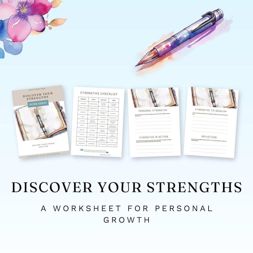 Discover Your Strengths Worksheet, Personal & Professional Growth ...
