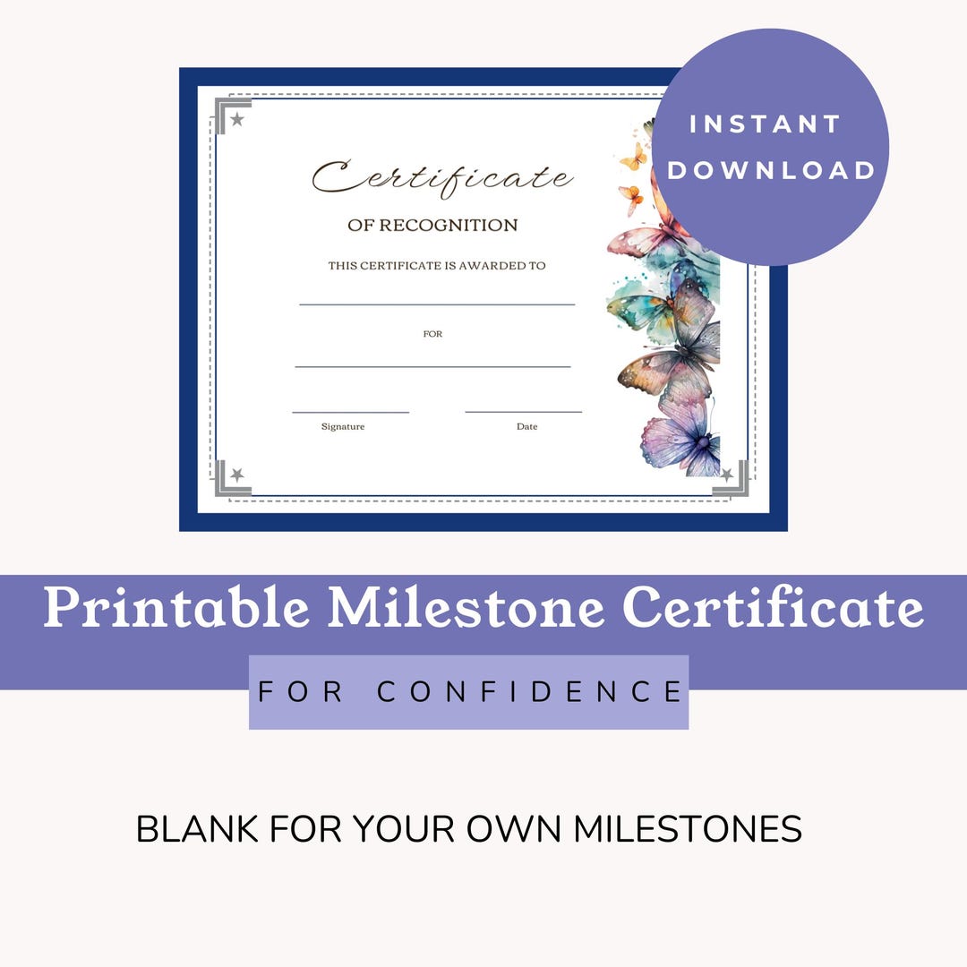 Recognition Certificate, Printable Certificate, Blank Milestone ...