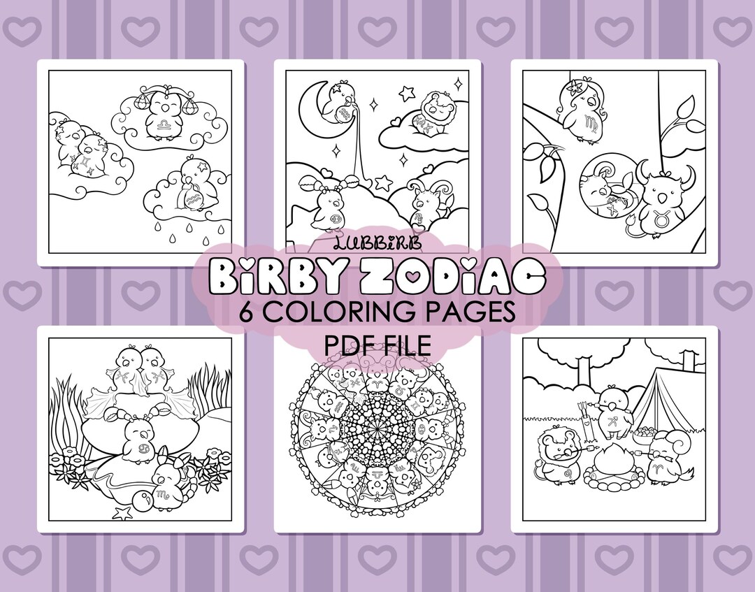 Birby Zodiac: Cute and Relaxing Coloring Pages for Kids, Teens, and ...
