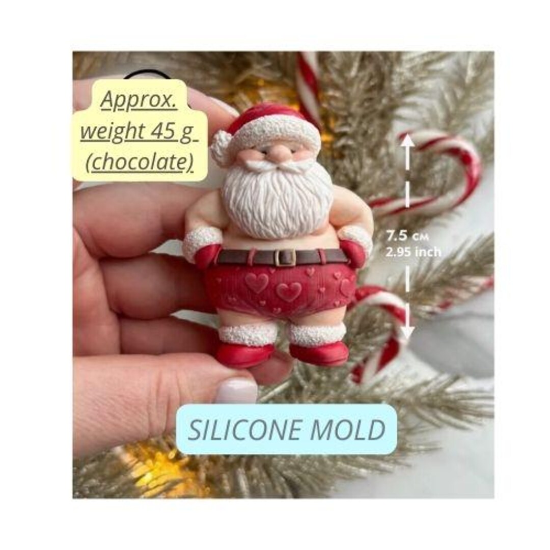 Christmas Silicone Mold 2D Santa Claus Xmas Silicone Chocolate Candy ...